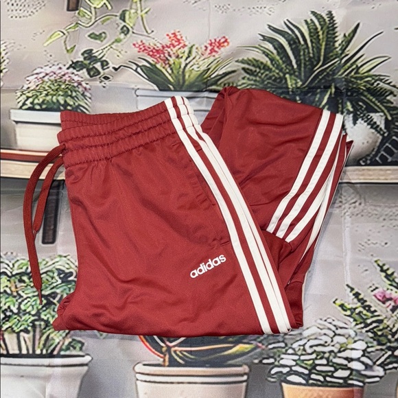 adidas | Pants | Adidas Red Track Pants With White Stripes | Poshmark